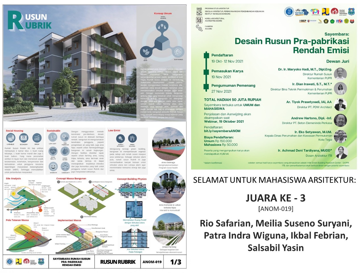 Sayembara Rumah Susun Pra-Pabrikasi Rendah Emisi “Rusun Rubrik ...